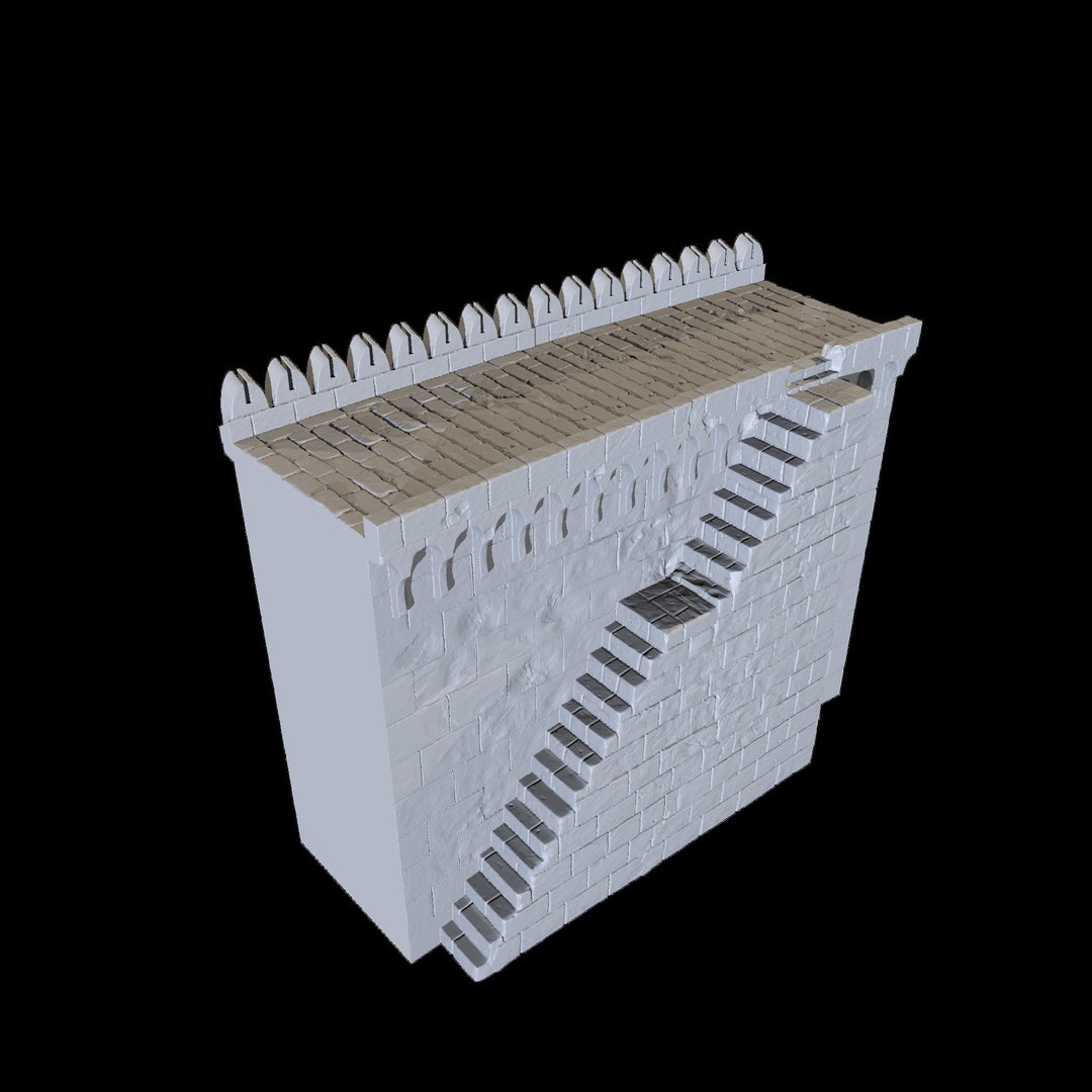 Minas Tirith Inspired Curved Wall Section With Stairs - Etsy