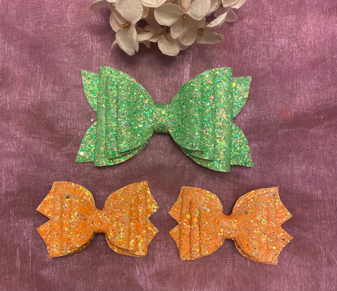 Easter Color, Hair Bows, One Single Lime Gree Bow and a Pair of Orange ...