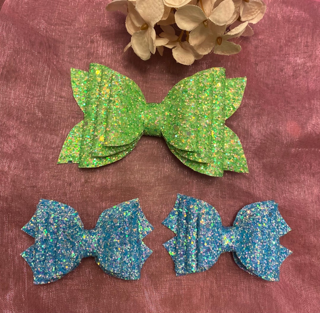 Easter Colors Hair Bows One Single Lime Green Bow and a Pair of Blue ...