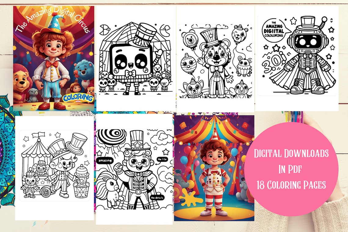 The Amazing Digital Circus Character Coloring Book | Interactive and ...