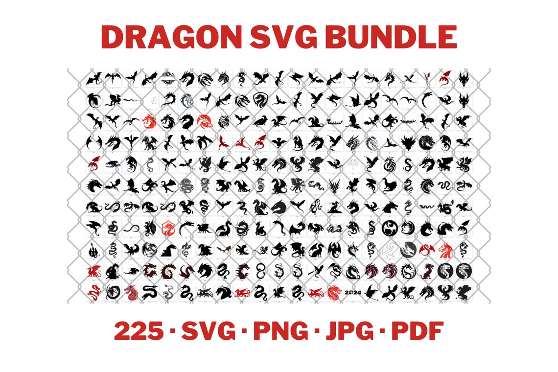 Dragon SVG Bundle, Dragon PNG Bundle, Dragon Clipart, Dragon SVG Cut ...