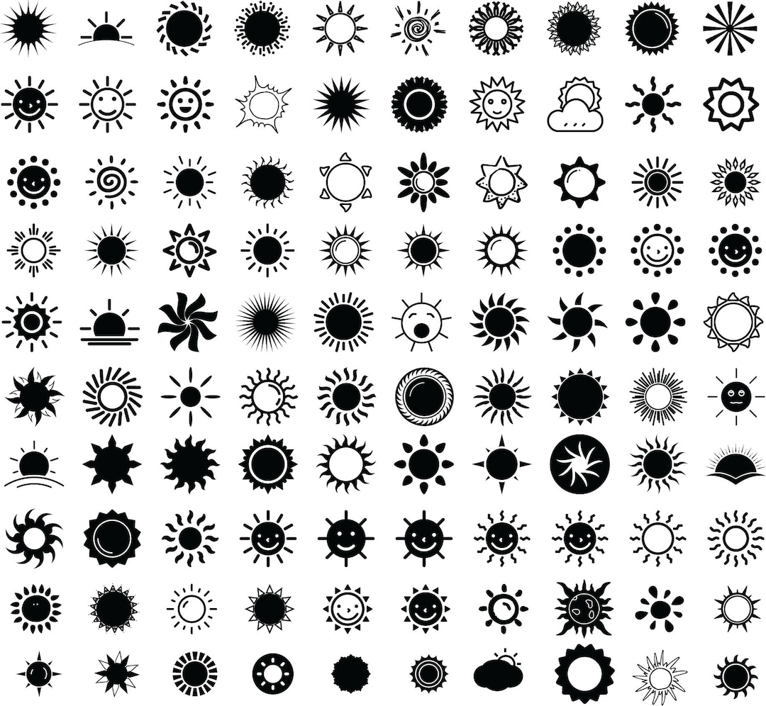 Sun Svg Bundle, Summer Clipart Set, Sun Vector Files, Digital Download ...