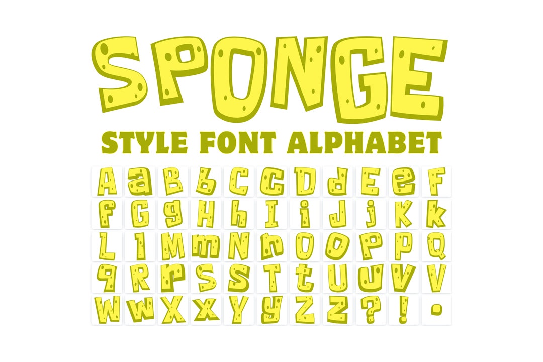 Sponge Letters Svg, 2 Set Sponge Font Png, Sponge SVG Letters Cricut ...