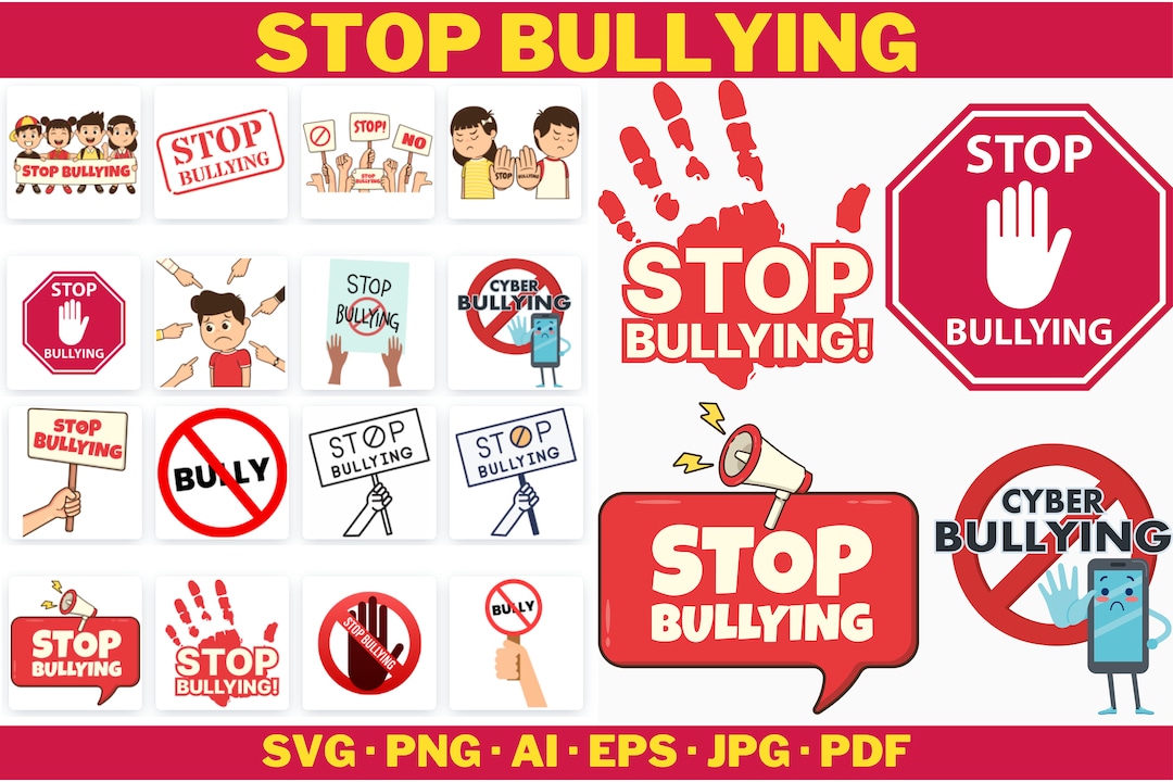 Stop Bullying SVG Bundle, Anti-bullying Cut File Set, Inspirational ...