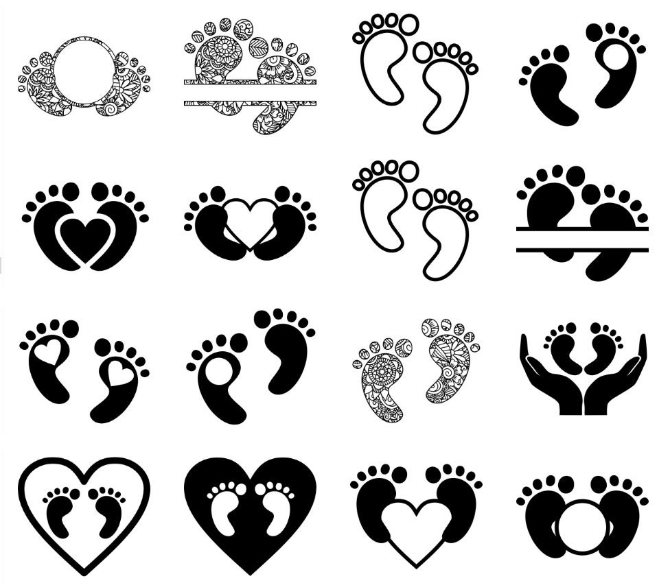 15 Baby Feet SVG Bundle, Baby Footprint, Cute Baby Feet, Baby Gift Feet ...