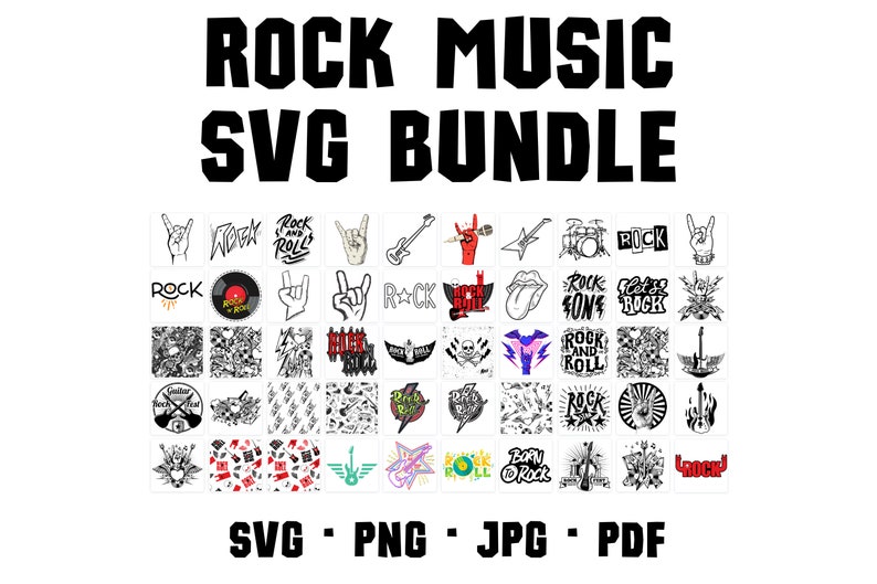 Paquete Rock Svg, Música Rock SVG, Guitarra eléctrica, Logotipo de rock ...