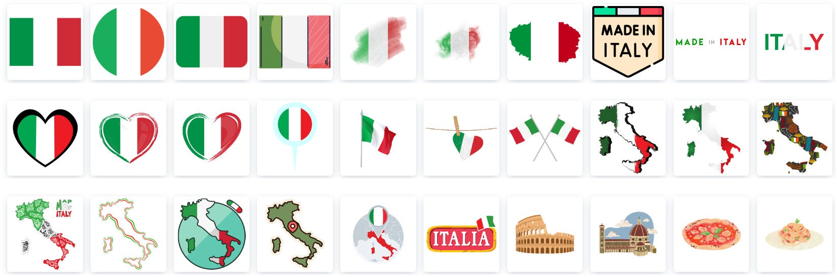 Italy Svg Bundle, 50 Italy Clipart, Italy Flag PNG, Italy Vector, Italy ...