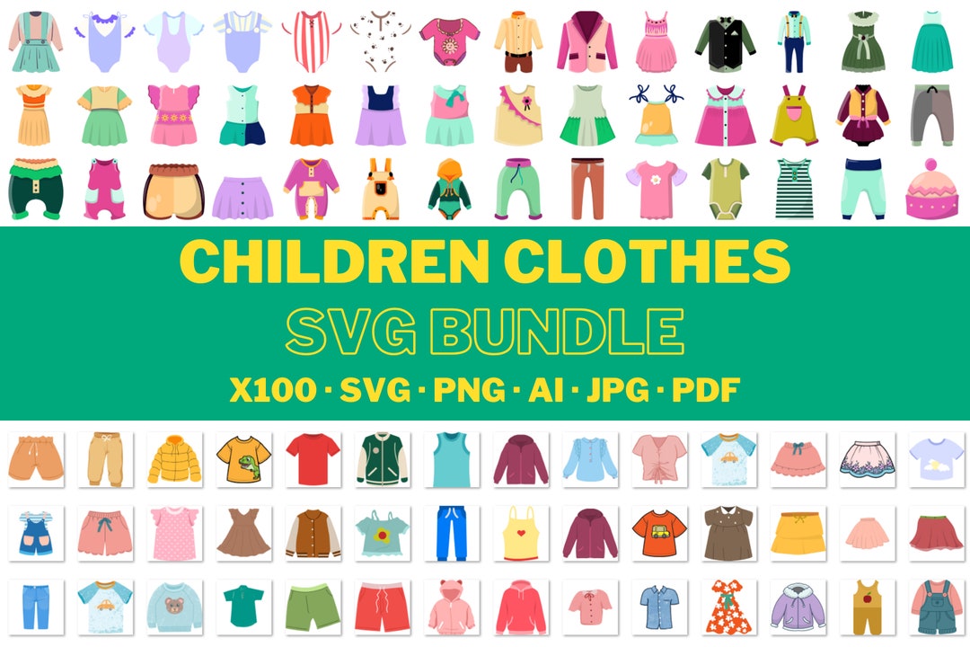 Children Clothes SVG Bundle, Kids Clothes Cut Files Bundle, Child ...