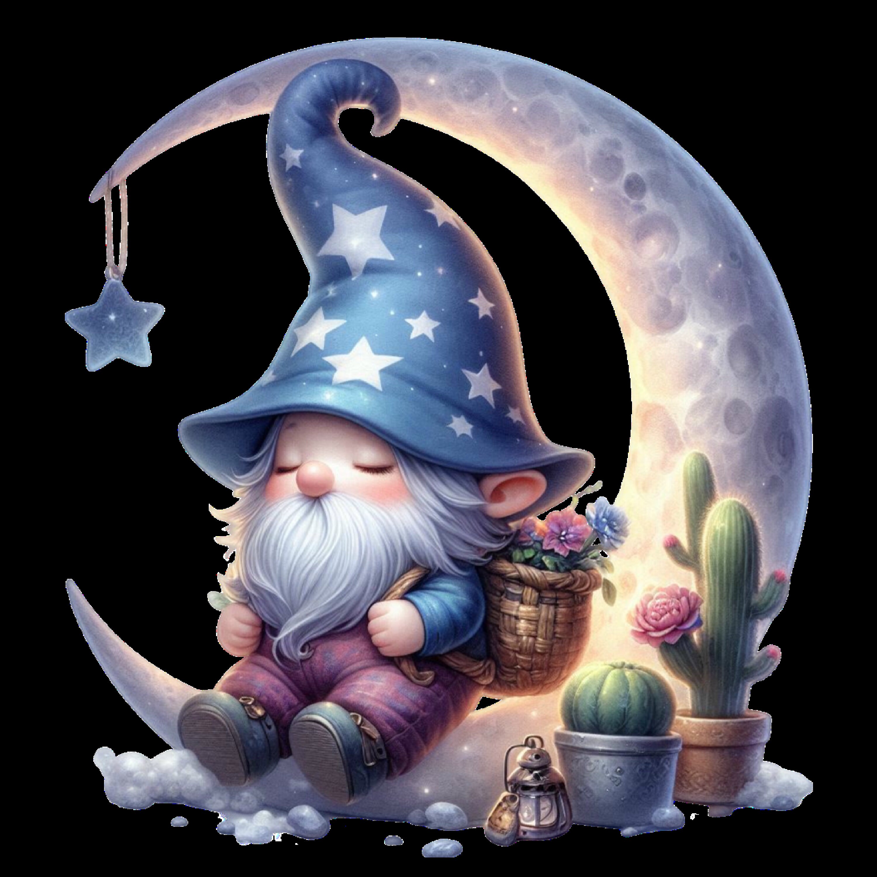 Moon Gnome Clipart, Fantasy Gnome Clipart, Moon Themed Clipart, Gnome ...