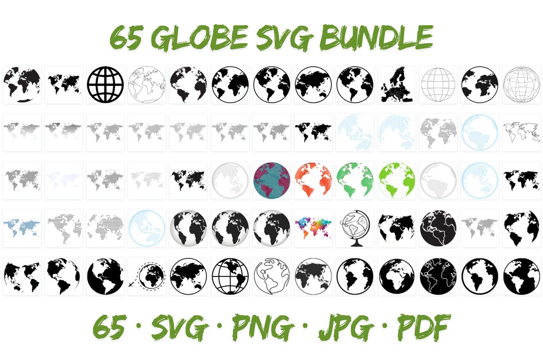 Globe SVG Bundle, Globe Clipart, Earth SVG, Globe Silhouette, World ...