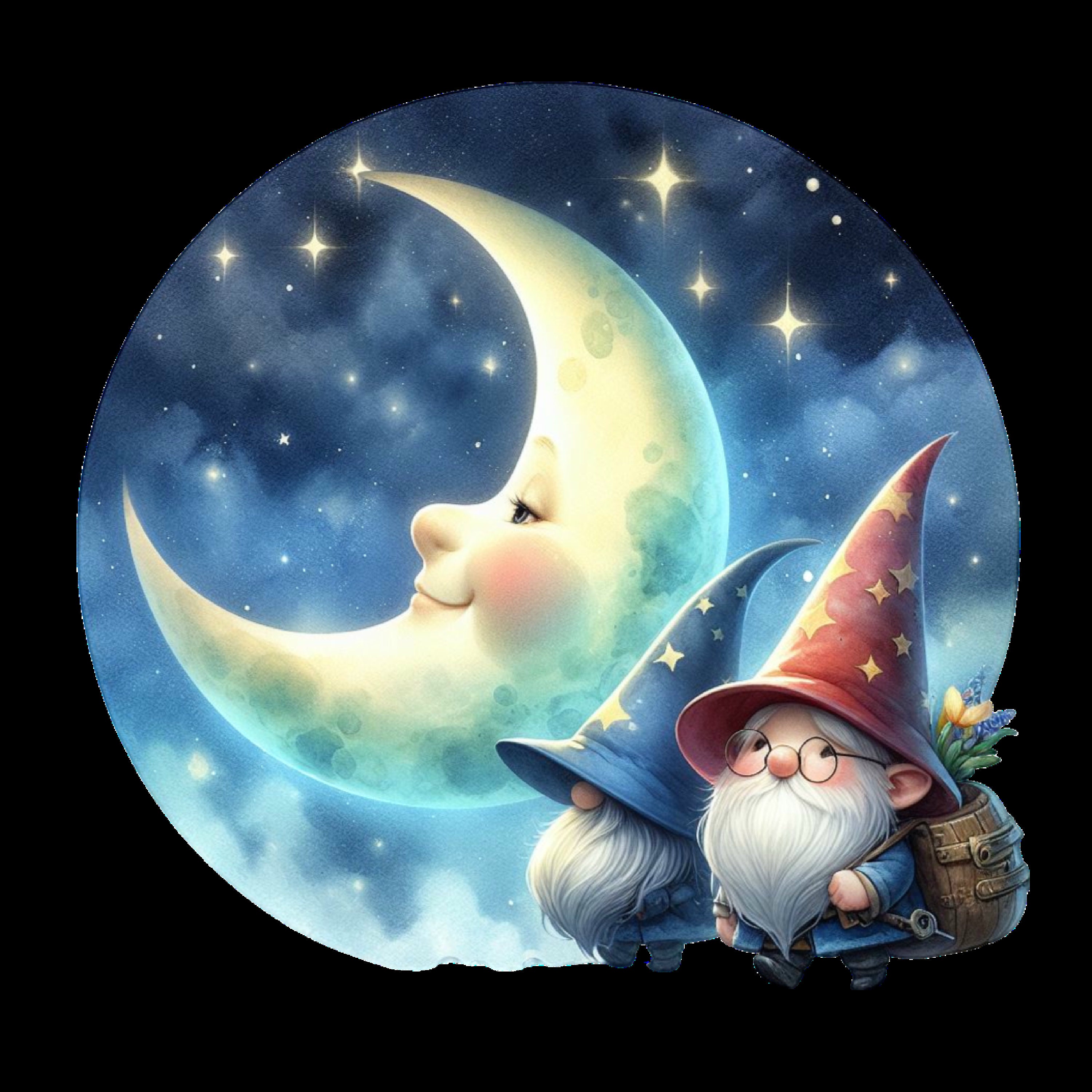 Moon Gnome Clipart, Fantasy Gnome Clipart, Moon Themed Clipart, Gnome ...