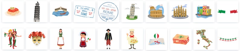 Italy Svg Bundle, 50 Italy Clipart, Italy Flag PNG, Italy Vector, Italy ...