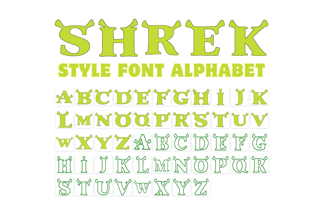 Shrek Font, Cartoon Shrek Clipart Font SVG, Clipart for Cricut, Shrek ...