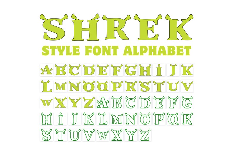 Shrek Font, Cartoon Shrek Clipart Font SVG, Clipart for Cricut, Shrek ...