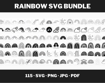 Rainbow SVG Bundle, Rainbow PNG Bundle, Rainbow Clipart, Rainbow SVG ...