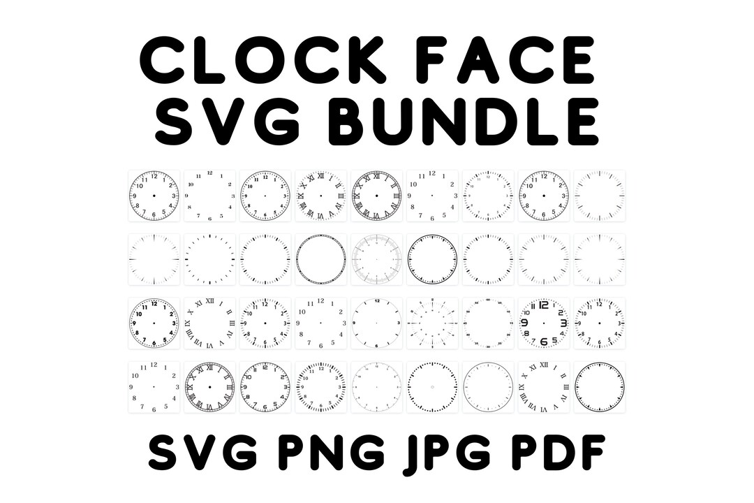 Clock Face Svg Bundle, Clock Template Svg, Timepiece Design, Clock ...