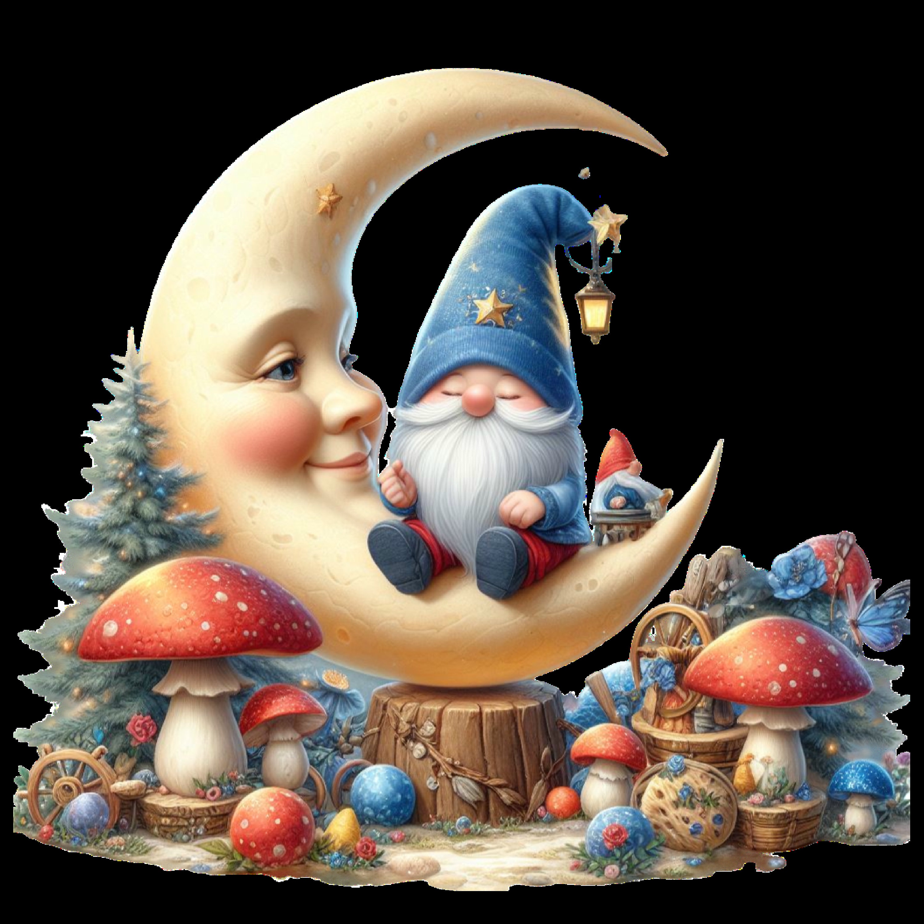 Moon Gnome Clipart, Fantasy Gnome Clipart, Moon Themed Clipart, Gnome ...