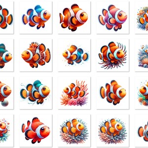 Clownfish PNG Bundle, Clownfish Clipart, Clown Fish Watercolor Clipart ...