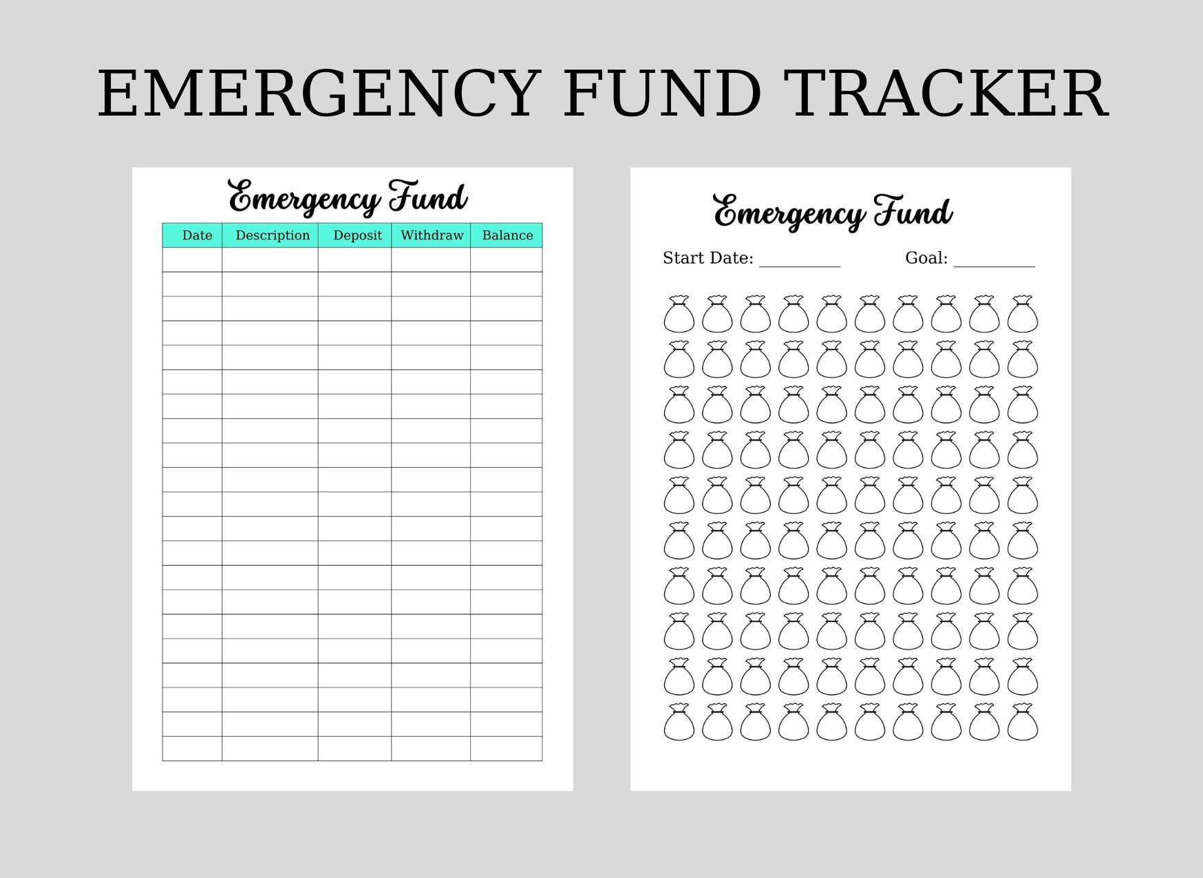 Emergency Fund Tracker Printable, Emergency Fund Challenge, Emergency ...