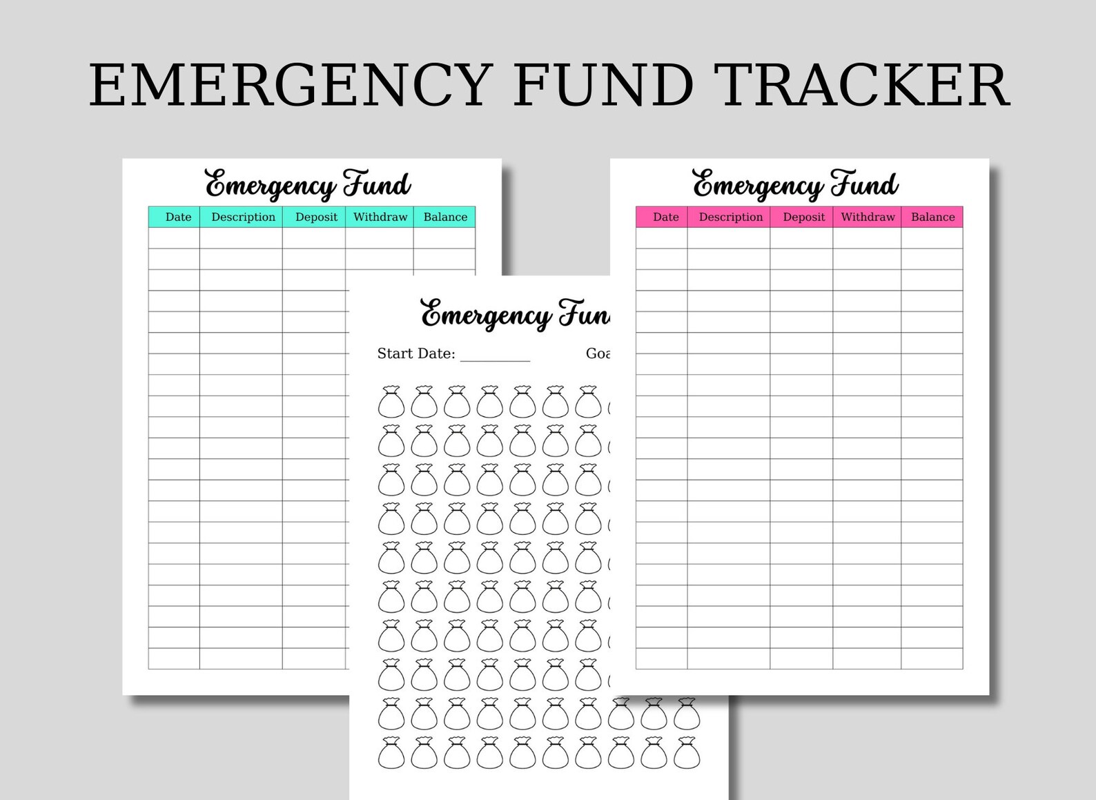 Emergency Fund Tracker Printable, Emergency Fund Challenge, Emergency ...