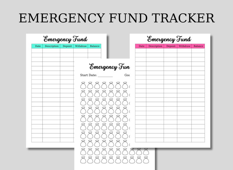 Emergency Fund Tracker Printable, Emergency Fund Challenge, Emergency ...