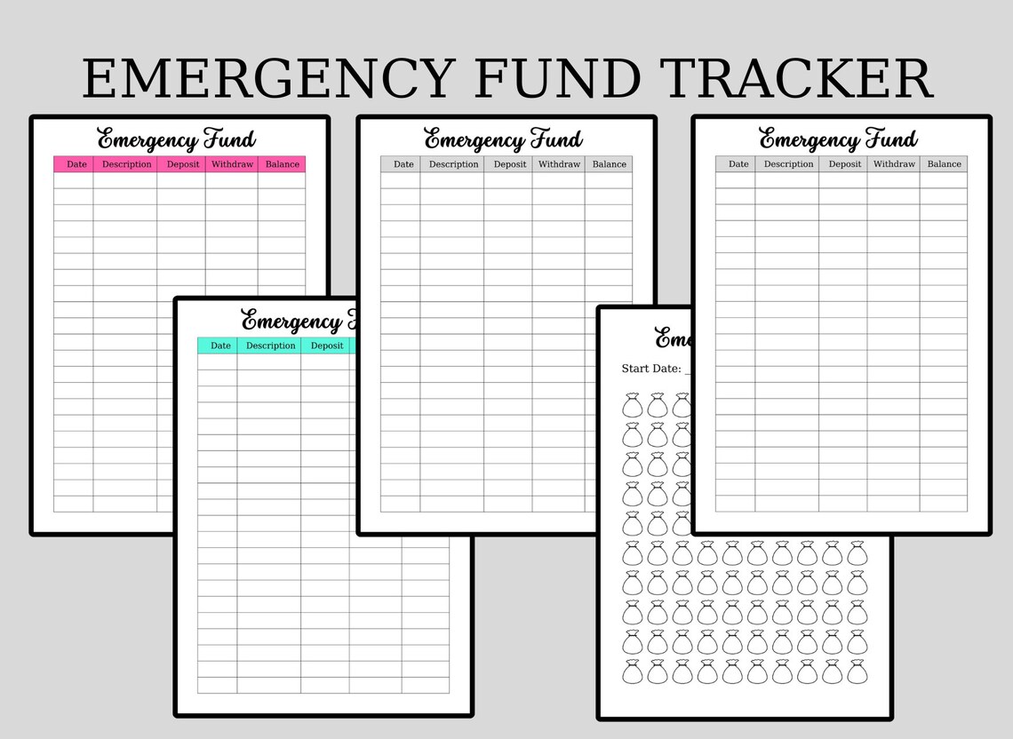 Emergency Fund Tracker Printable, Emergency Fund Challenge, Emergency ...