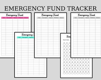 Emergency Fund Tracker Printable, Emergency Fund Challenge, Emergency ...