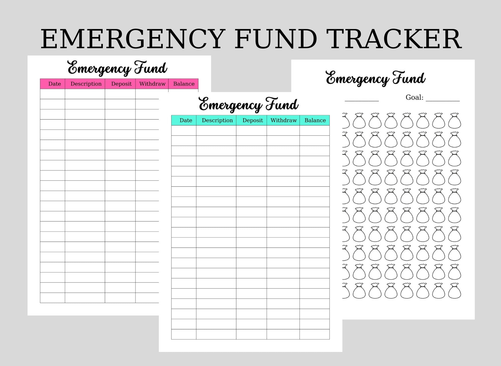 Emergency Fund Tracker Printable, Emergency Fund Challenge, Emergency ...