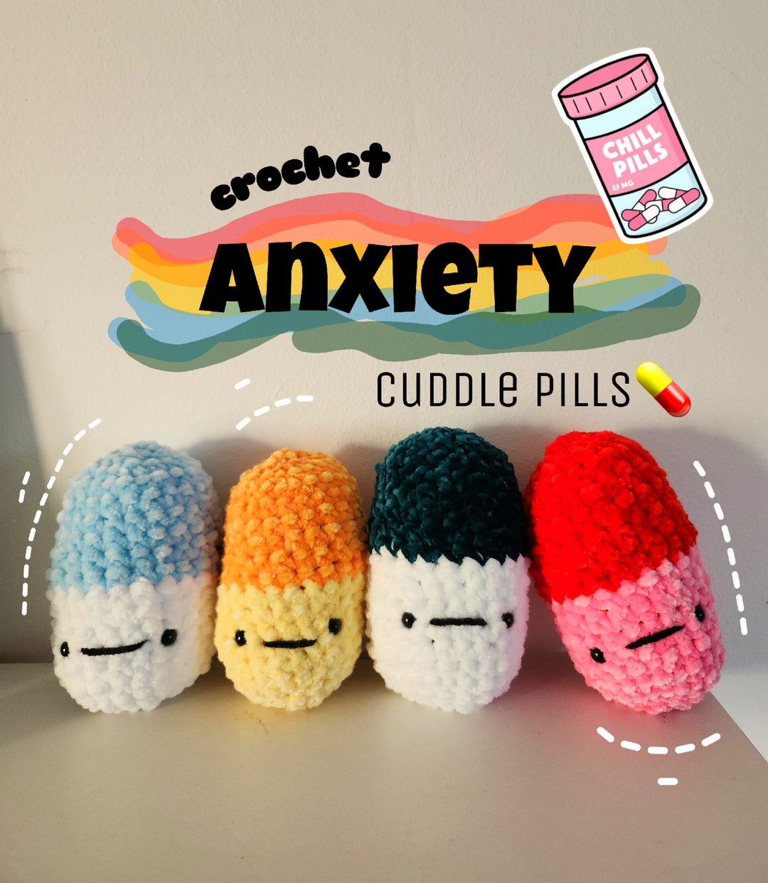 Crochet Anxiety Cuddle Pills Amigurumi Pillen Kuscheltier - Etsy