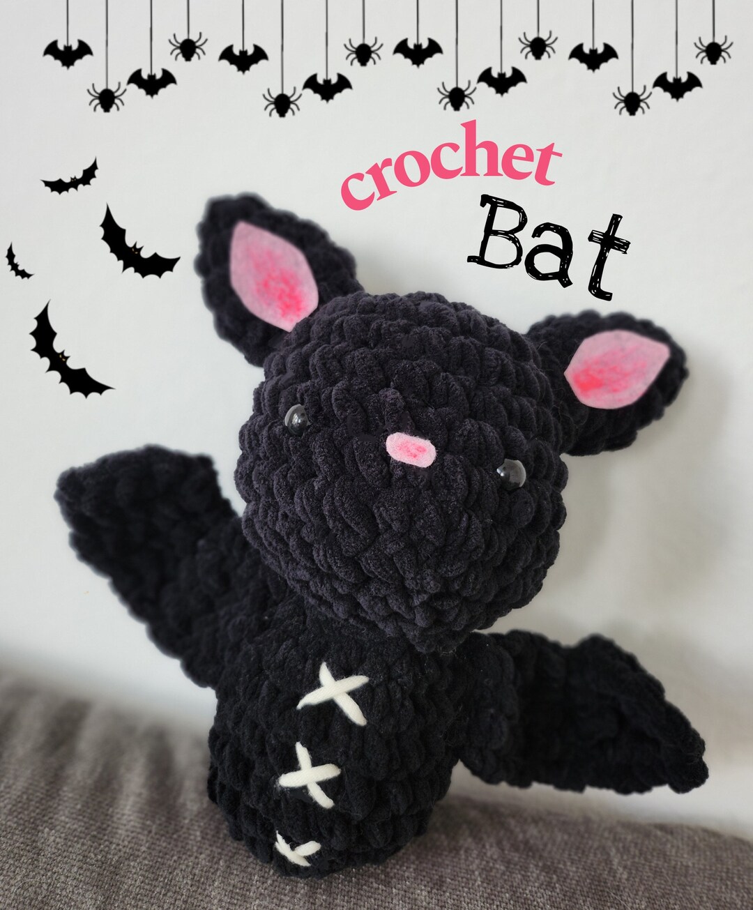 Crochet Bat Plushie Amigurumi Halloween Handmade Bat Crochet Soft Toy ...