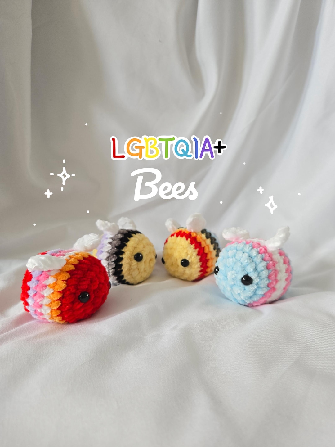 LGBTQIA+ Pride Crochet Rainbow Bee Plushie Handmade Keychain Bienen ...