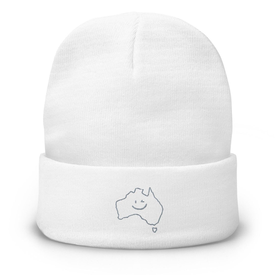 Winking Australia Map Embroidered Beanie – Cozy & Stylish Cotton Blend ...