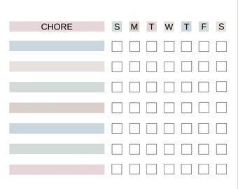Weekly Chore Chart- Boy - Etsy