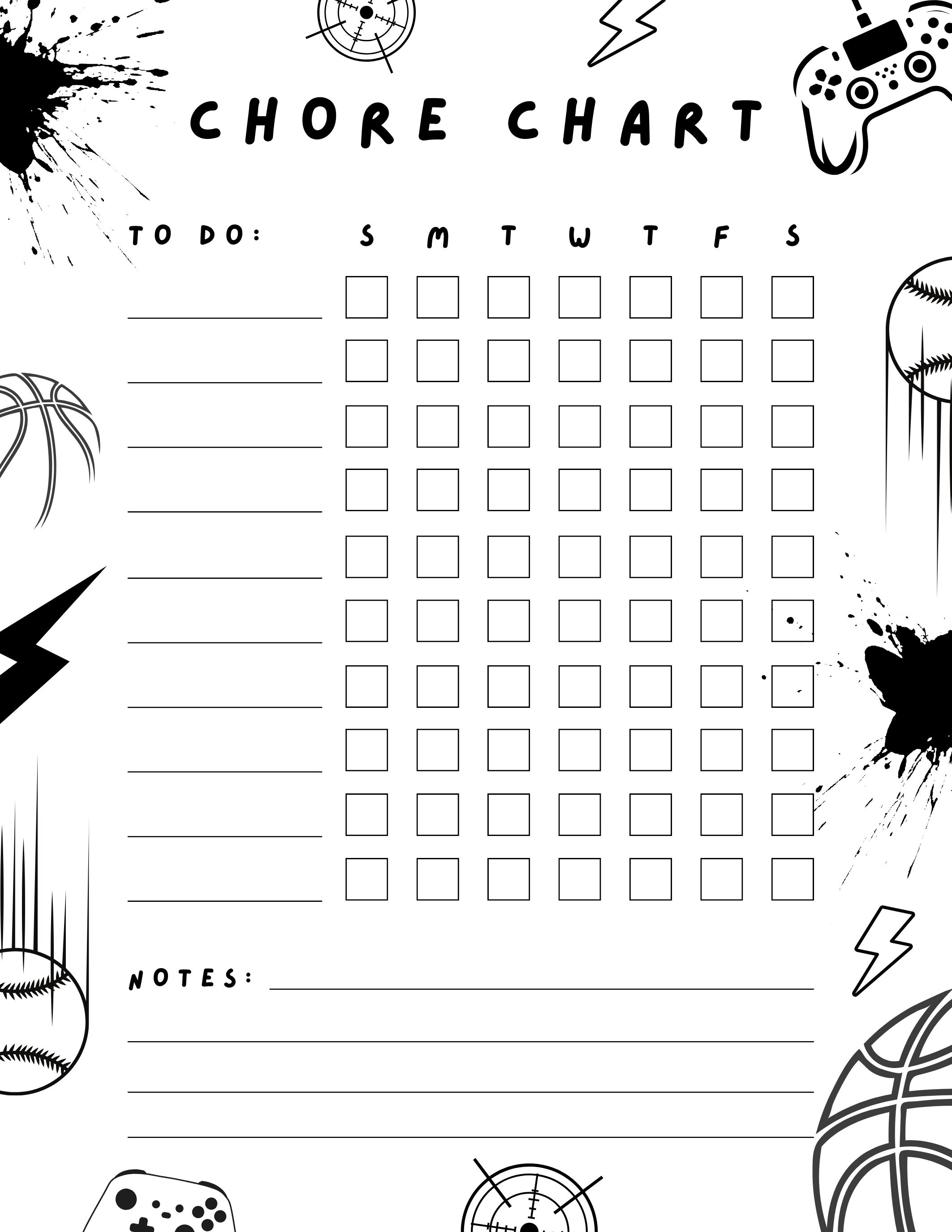 Weekly Chore Chart- Boy - Etsy