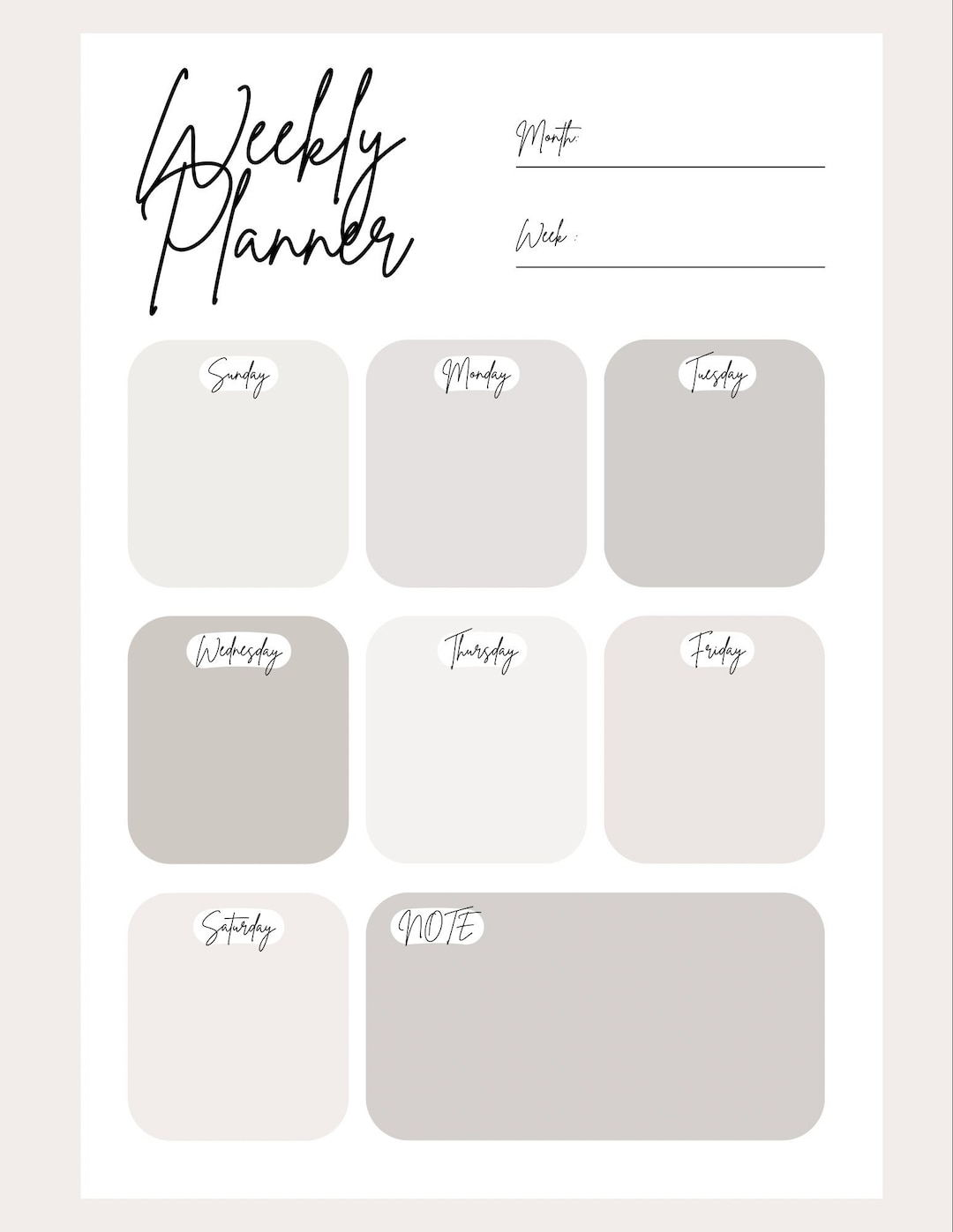 Weekly Planner - Etsy