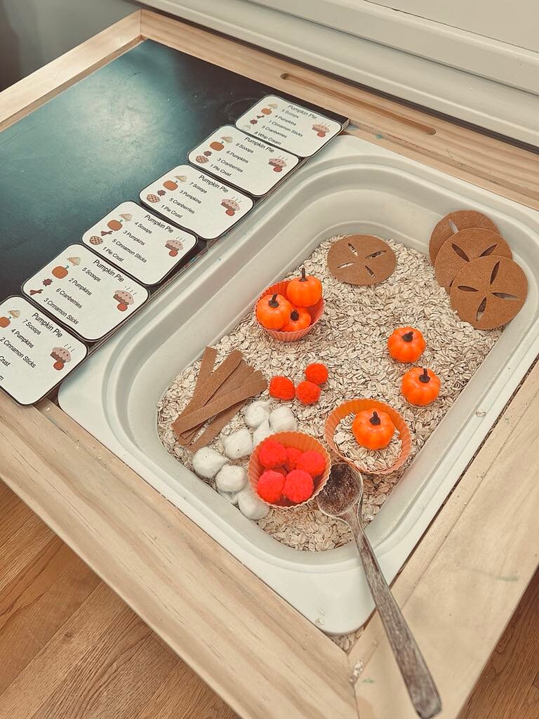 Pumpkin Pie Sensory Bin Cards | Printable Fall and Thanksgiving ...