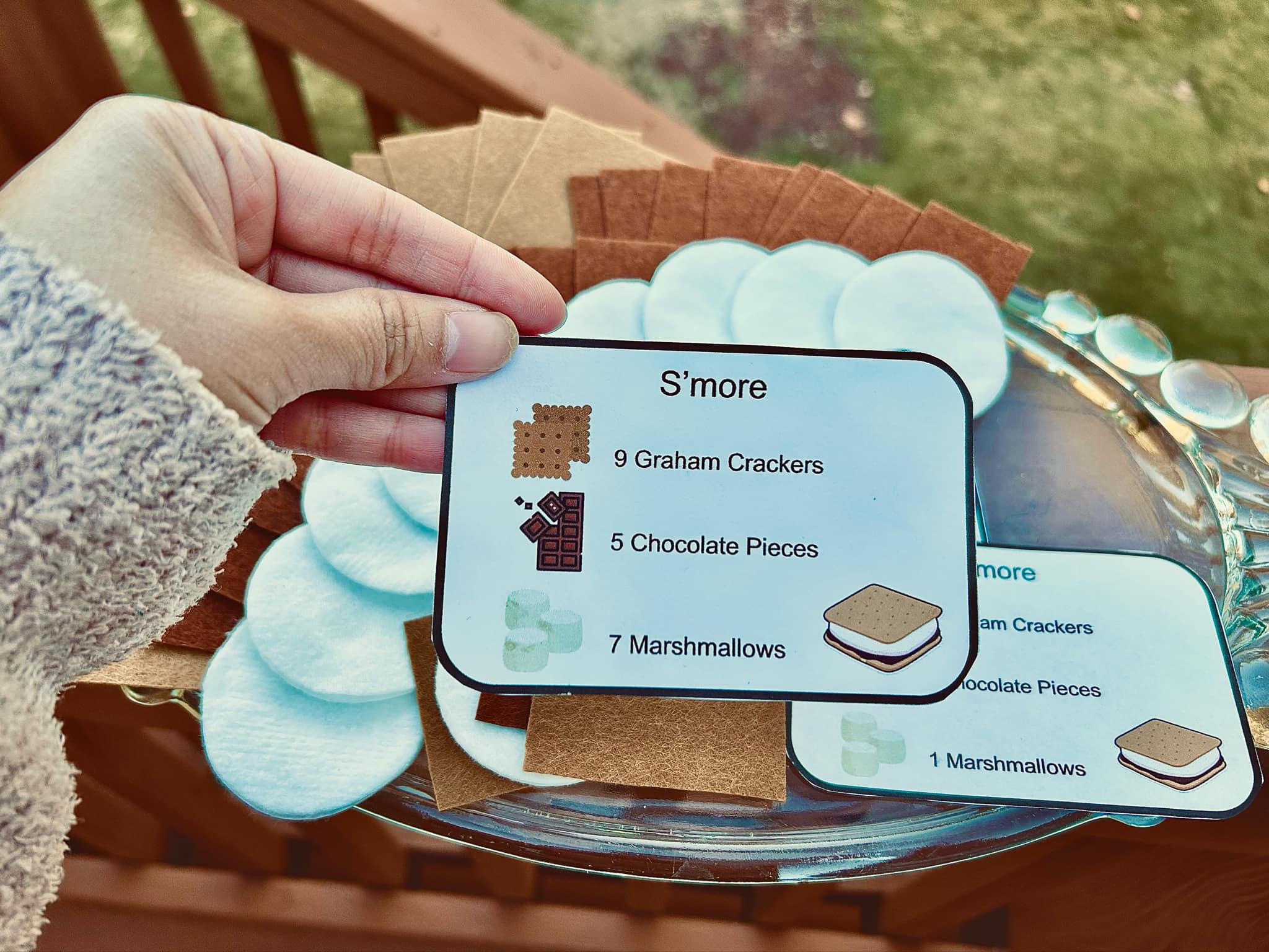 Smores Sensory Recipe Cards Counting & Measuring Sensory Activity Fall ...