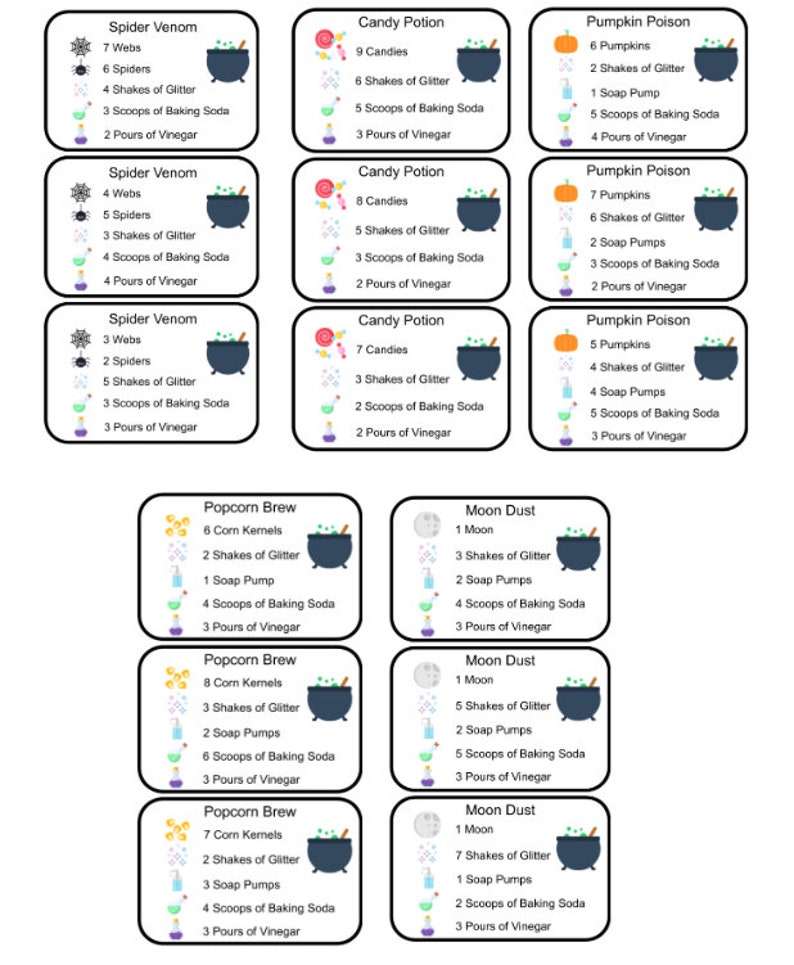 Magic Potion Activity Cards | Spooky Witches Brew Recipe Cards ...