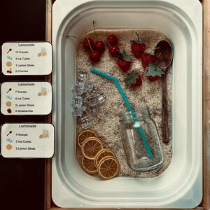 Lemonade Recipe Cards for Sensory Play | Sensory Bin Activity Cards ...