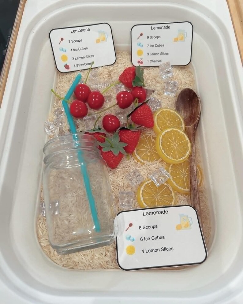 Lemonade Recipe Cards for Sensory Play | Sensory Bin Activity Cards ...