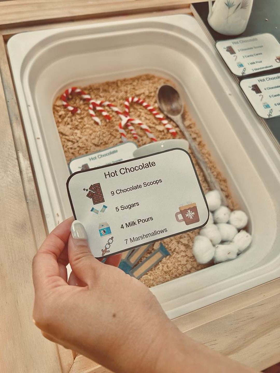Hot Chocolate Recipe Cards for Sensory Play | Sensory Cards | Holiday ...