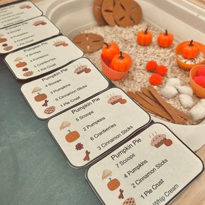 Pumpkin Pie Sensory Bin Cards | Printable Fall and Thanksgiving ...