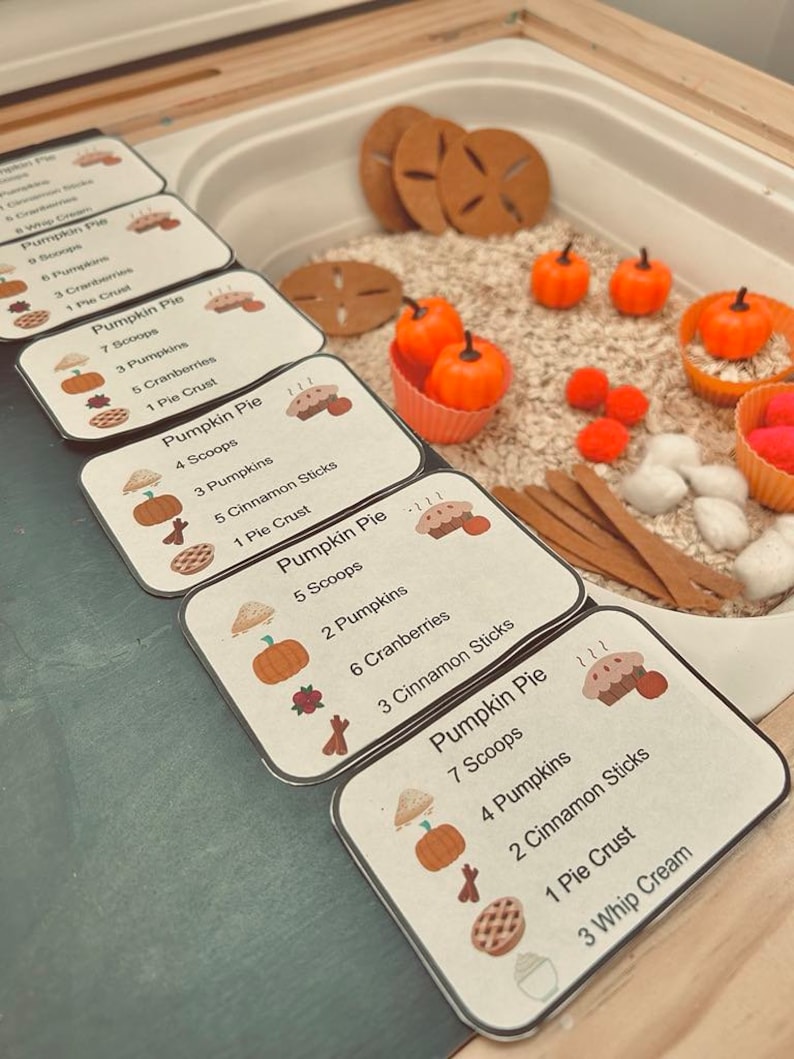 Pumpkin Pie Sensory Bin Cards | Printable Fall and Thanksgiving ...