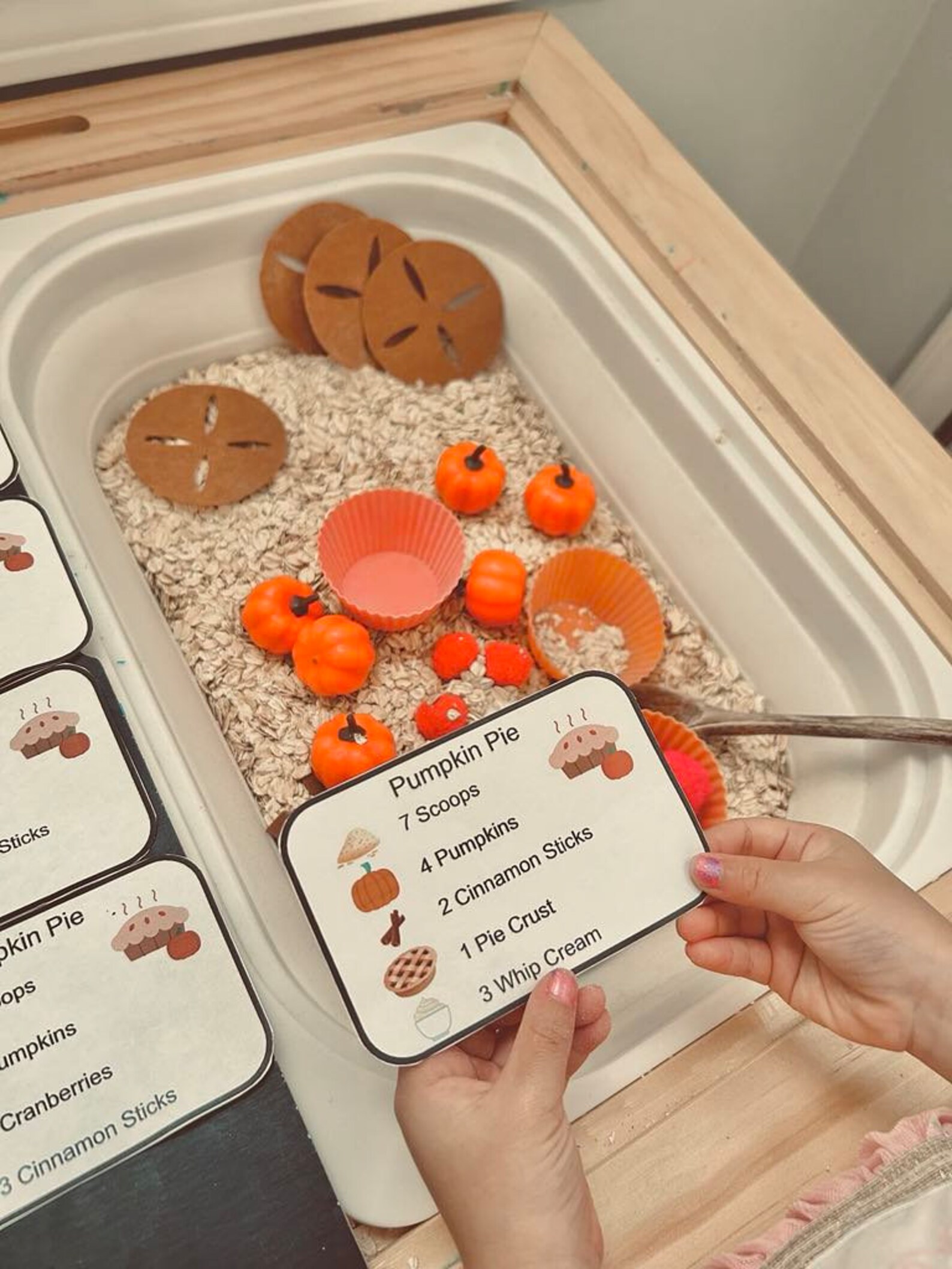 Pumpkin Pie Sensory Bin Cards | Printable Fall and Thanksgiving ...