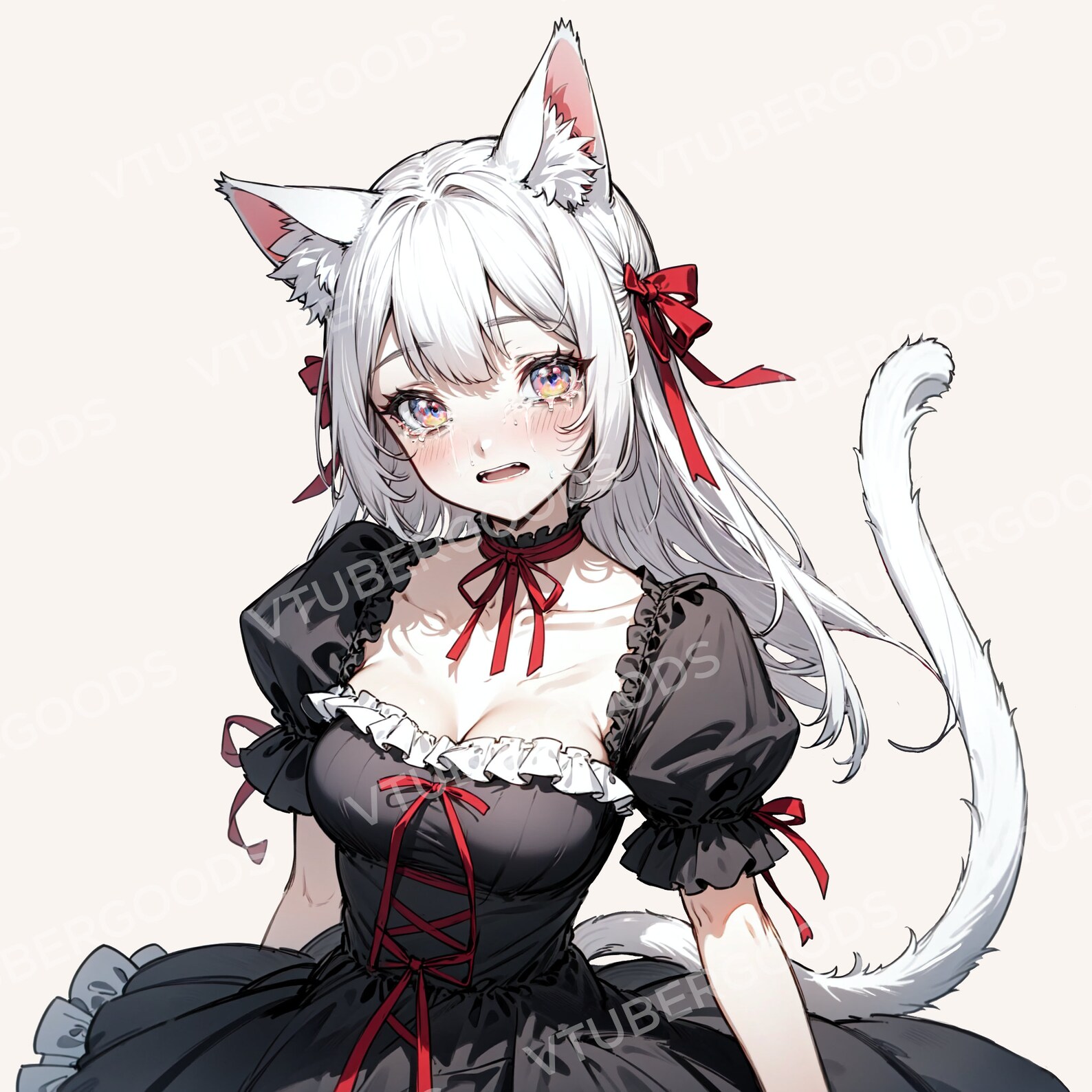 Pngtuber Vampire Cat Girl for Vtube Studio as a Cute Cat Half Body ...