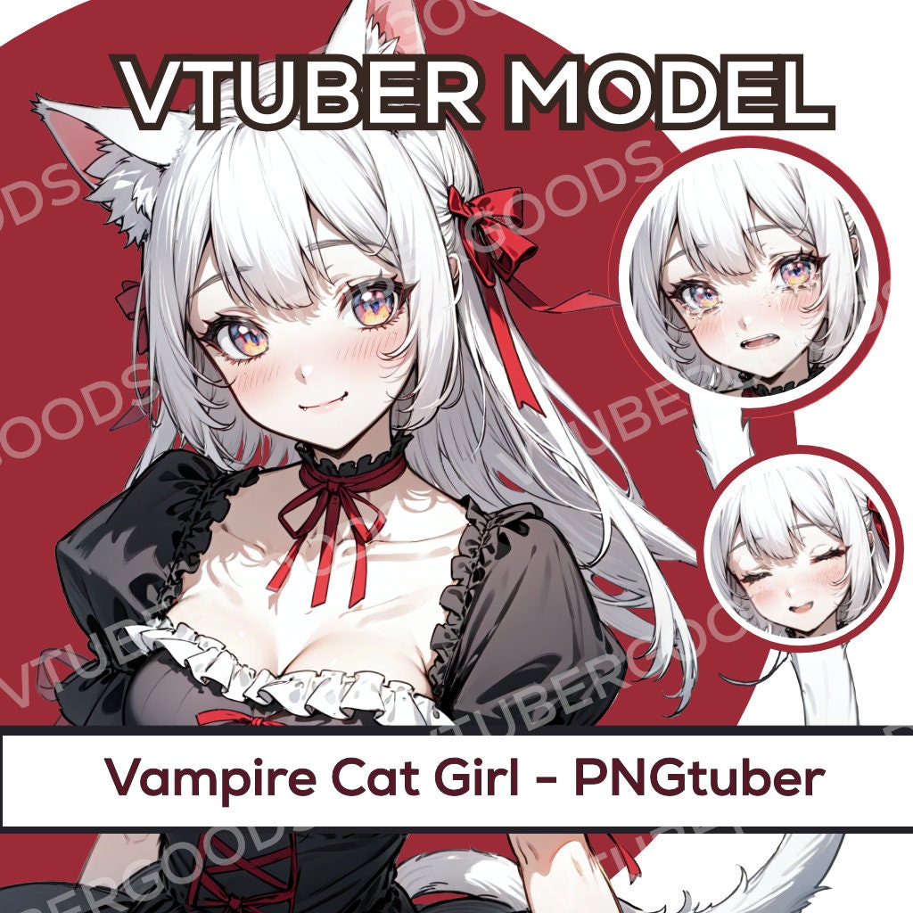 Pngtuber Vampire Cat Girl for Vtube Studio as a Cute Cat Half Body ...
