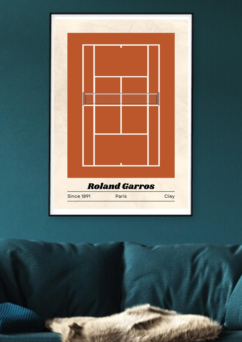 Tennis Poster Art, Minimalist Tennis Court Print 2024 Tennis Gift Not ...