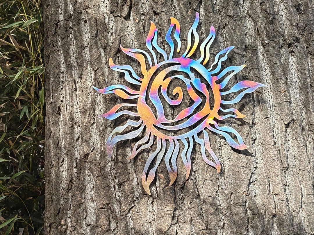 Rainbow Wacky Sun Burnt Metal, Heat Colored Metal Sun Catcher Art ...