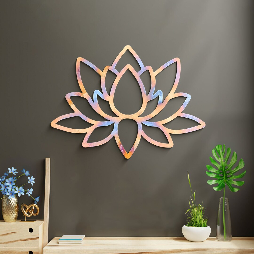 Matte Lotus Flower Metal Art, Bluing Lotus Flower Metal Art, Lotus ...
