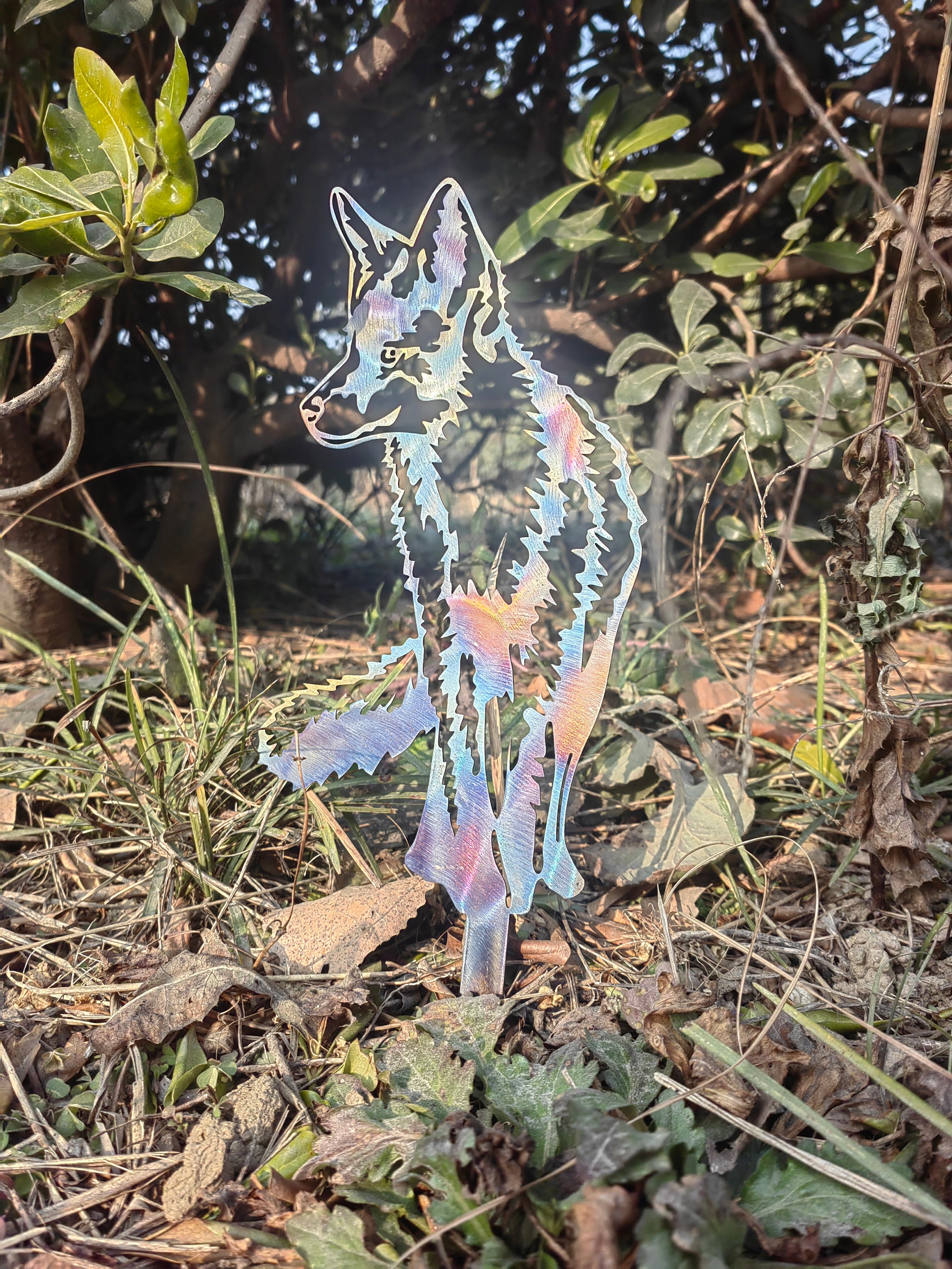 Matte Effect Wolf Metal Stake, Burned Metal Wolf Silhouette, Heat ...